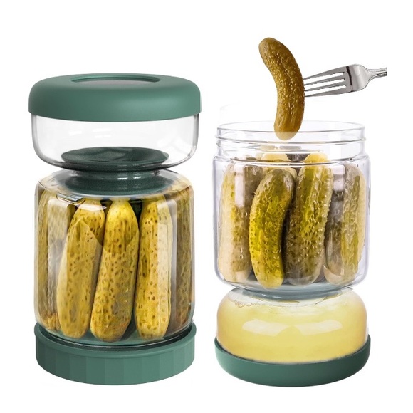 unbranded | Kitchen | Green Glass Pickle Jar With Lid Strainer Flip34oz ...
